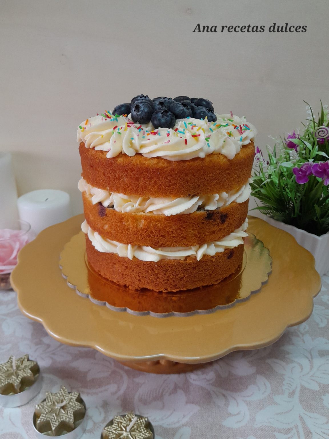 Nude cake de limón y arándanos (pastel desnudo) - Ana Recetas Dulces